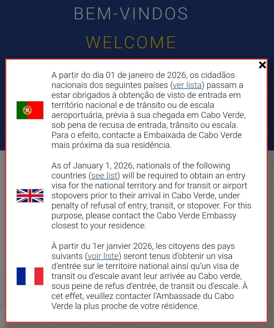Cabo Verde suspende visto na chegada: impacto e regras para brasileiros